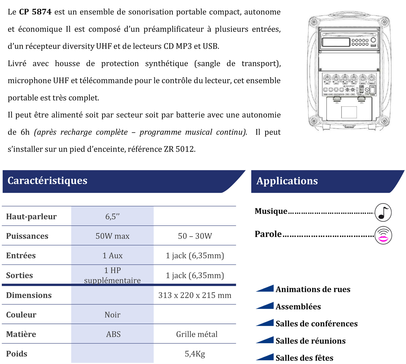 Ensemble portable CP 5874 - Sonectrad-BRN